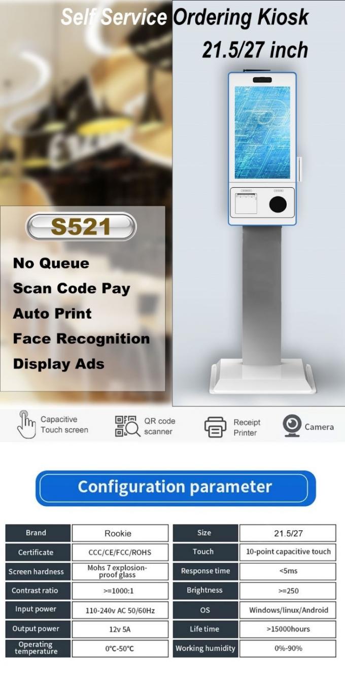 27 Inch Touch Screen Self Ordering Kiosk Pos Payment System Kiosk In ...